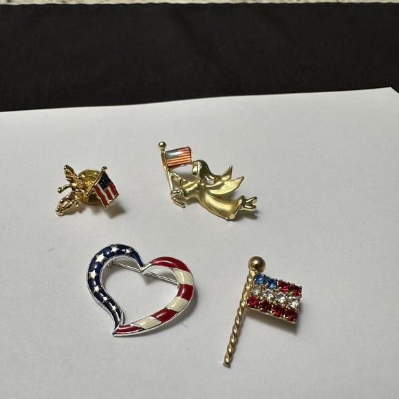 Jewelry | Lot Of 4 American Flag Patriotic Brooch Lapel Tack Pins Angel ...